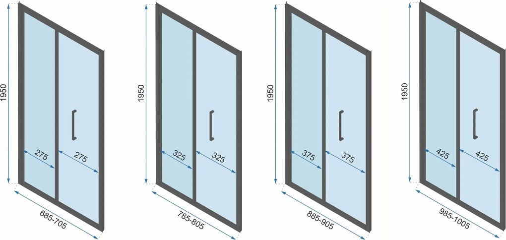 Rea Rapid Fold, 3-stěnný sprchový kout se skládacími dveřmi 100 (dveře) x 100 (stěna) x 195 cm, 6/4mm čiré sklo, černý profil, KPL-09918