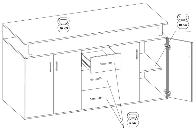 Komoda Drift, dub sonoma/bílá
