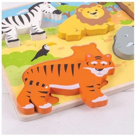 Bigjigs Toys Hrubé vkládací puzzle safari