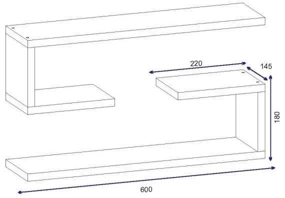 SADA 2x Nástěnná police JENIKA bílá