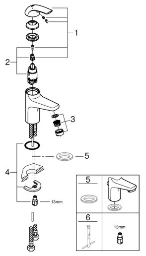 GROHE 32848000 - Umyvadlová baterie BAUCURVE lesklý chrom