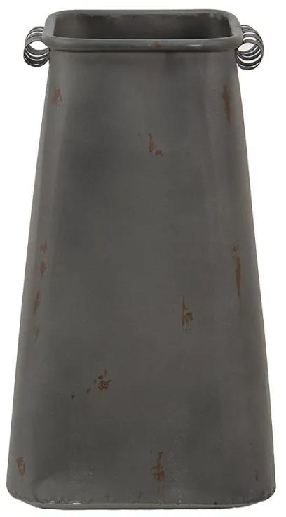 Šedá plechová dekorativní váza Arien – 20x20x36 cm