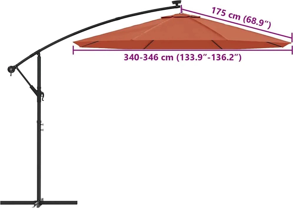 vidaXL Náhradní potah na konzolový slunečník 350 cm [313812] Barva: Cihlová