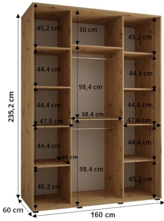 Šatní skříň ASIRI 1 - 160/60 cm, bílá / černá