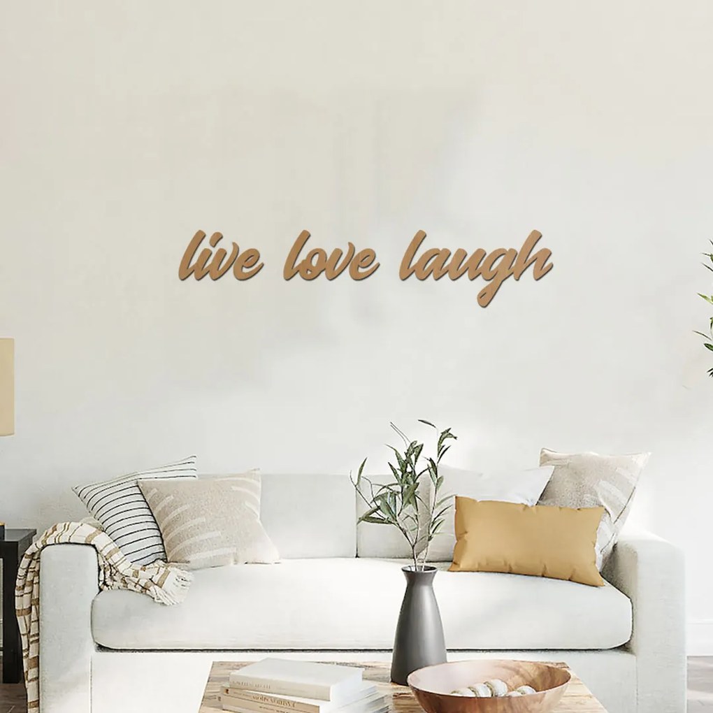 dřevo života Dřevěný nápis na zeď LIVE LOVE LAUGH Zvolte barvu dekoru: Buk, Velikost textu: 50x10