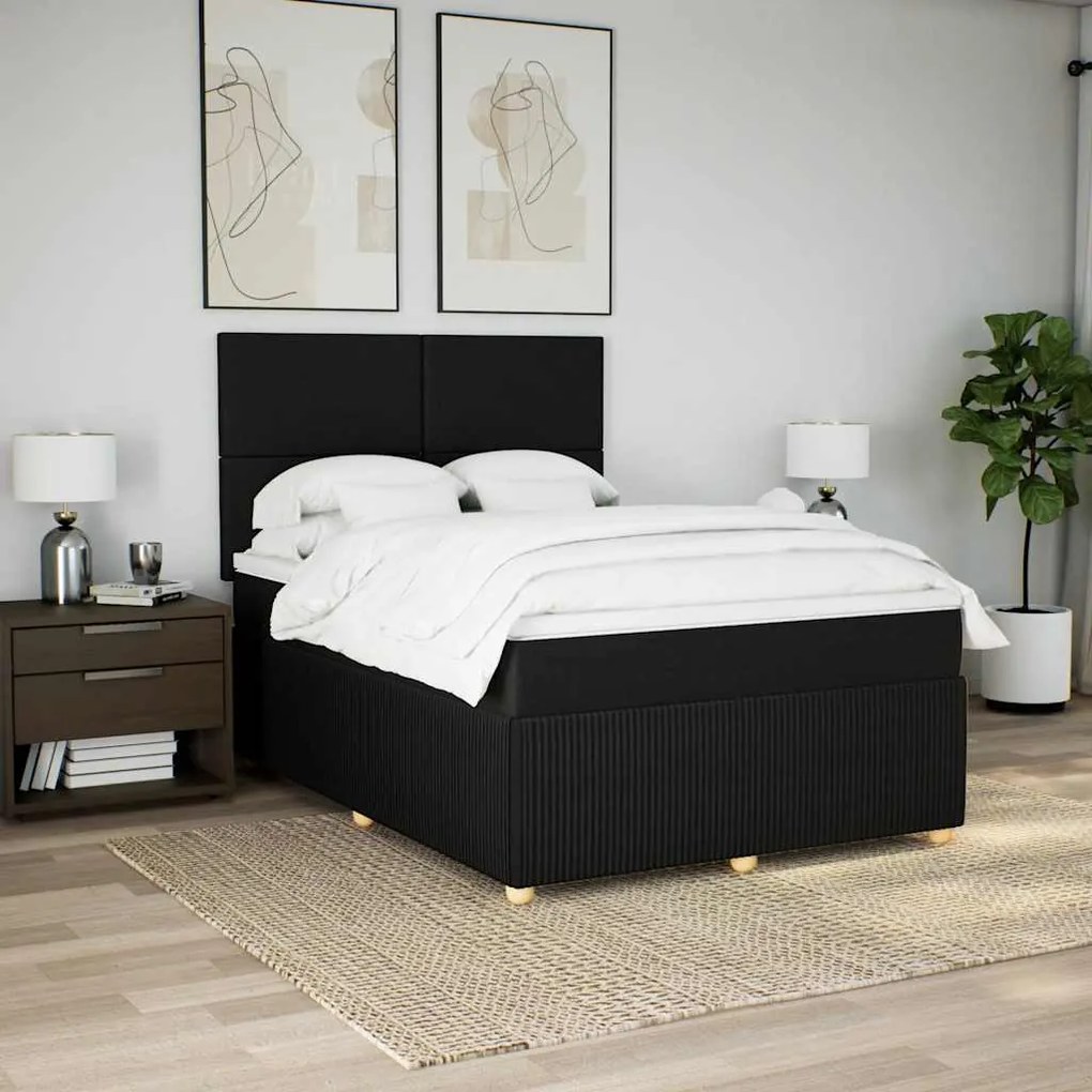 Box spring postel s matrací černá 140 x 190 cm textil 3294346