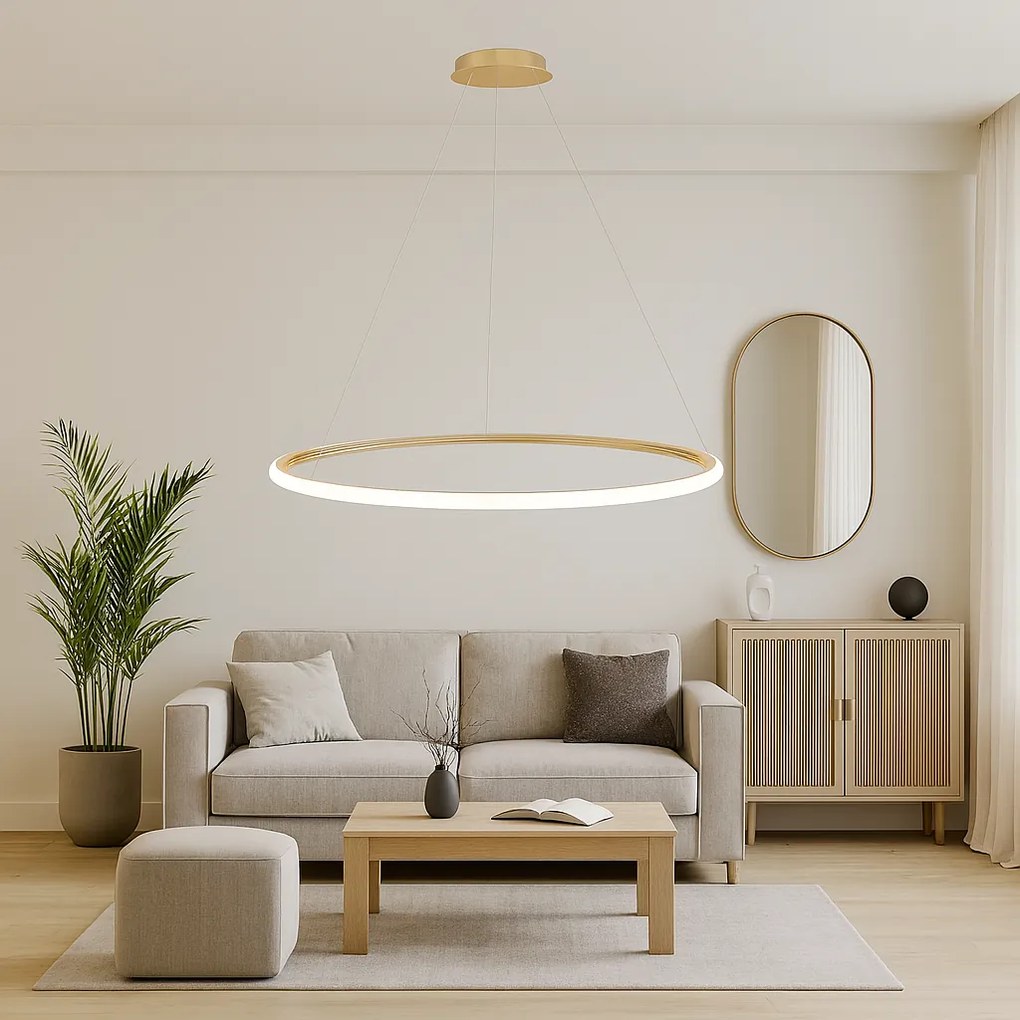 Toolight Toolight, závěsné svítidlo 40cm, 24W, 3000K, LHJ001-CP, zlatá lesklá, OSW-50000