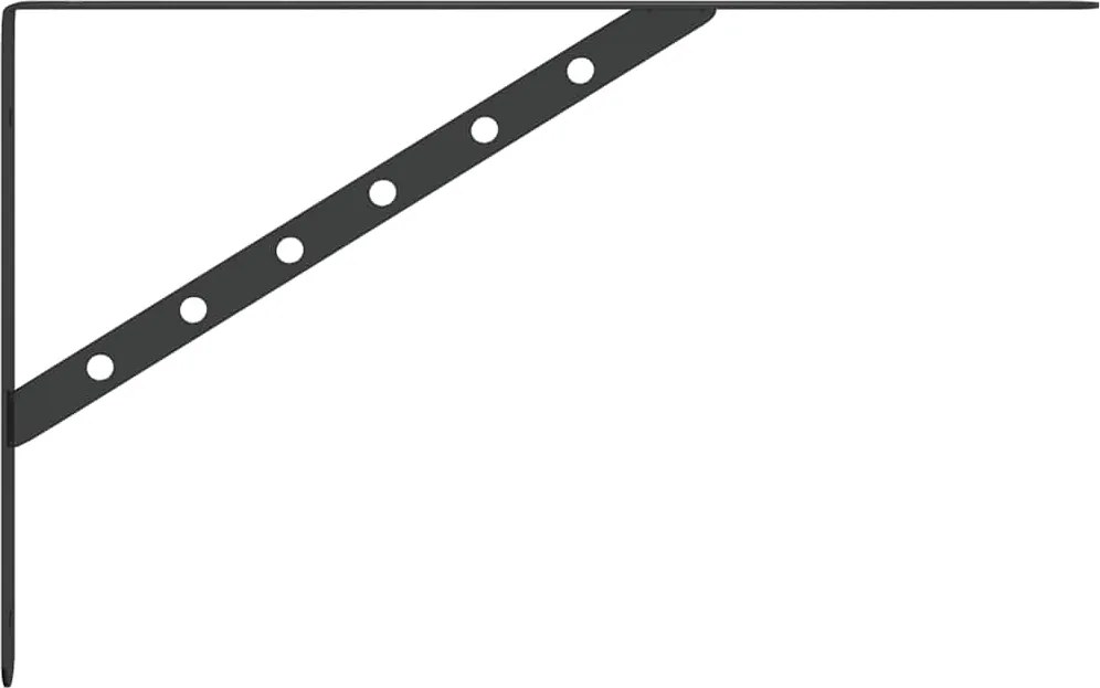 Policové držáky 4 ks 40 x 2,5 x 25 cm černé nerezová ocel 30305