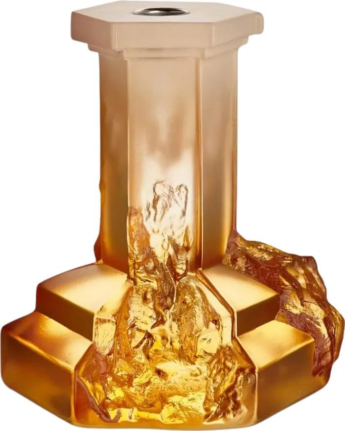 Svícen na klasickou svíčku Rocky Baroque 17,5 cm amber