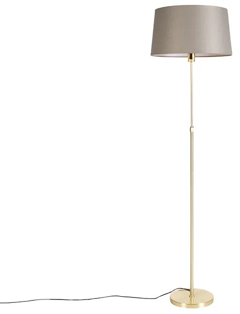 Stojací lampa bronzová s lněným stínidlem taupe nastavitelná 45 cm - Parte