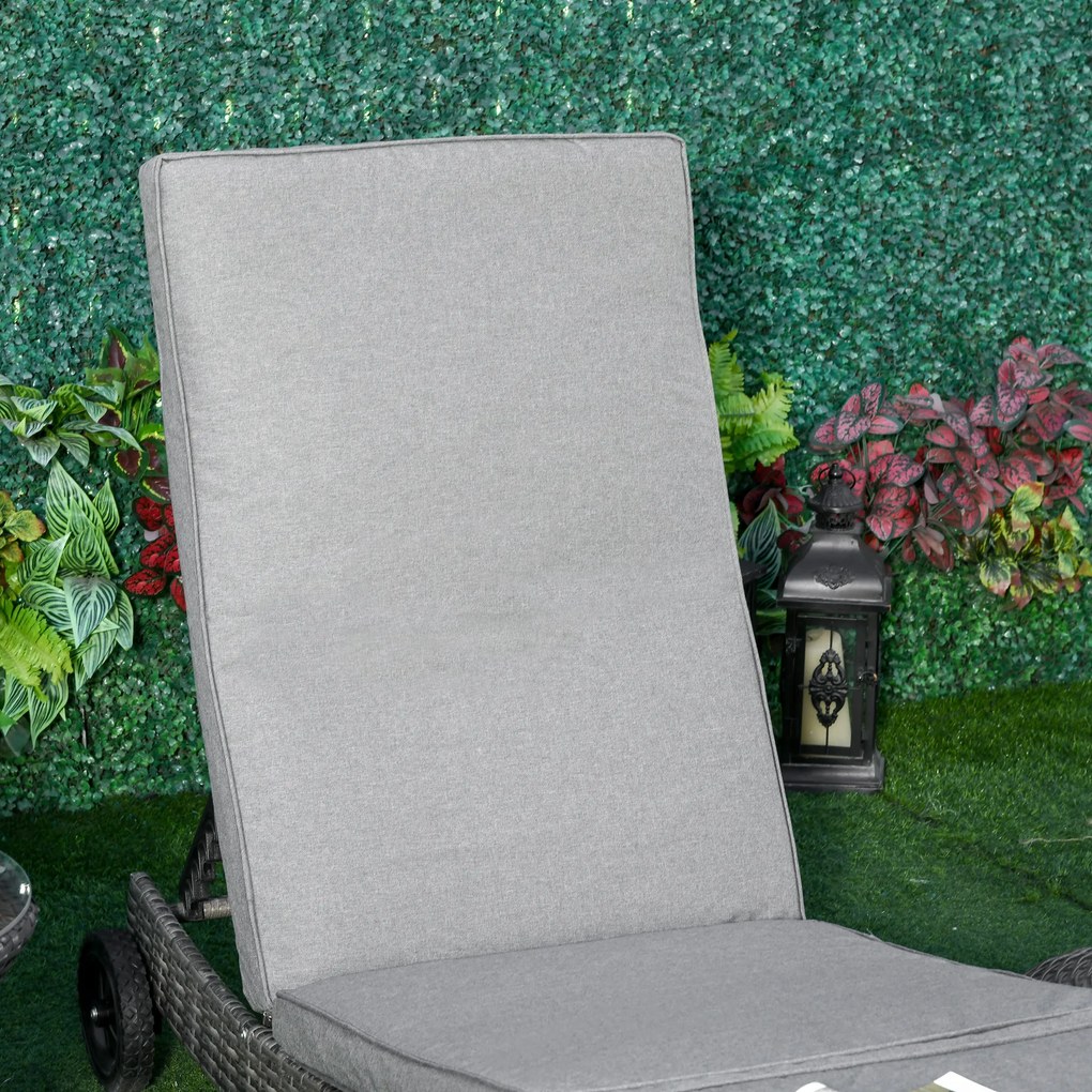 Outsunny polyratanové lehátko zahradní lehátko s polštářem 5-stupňově nastavitelné zahradní nábytek ve tvaru S kovově šedý 207 x 70 x 70 cm |