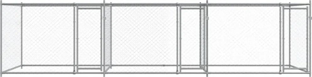 Klec pro psy s dvířky šedá 6 x 2 x 1,5 m pozinkovaná ocel 3209574