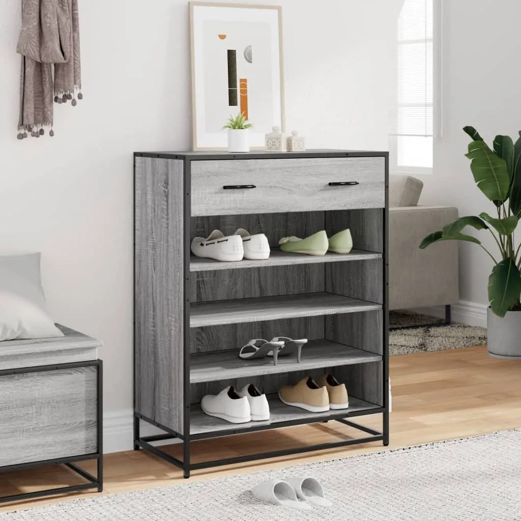 Botník šedý sonoma 75 x 38 x 97,5 cm kompozitní dřevo a kov 3300878