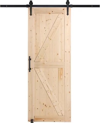 Sada dřevěných posuvných dveří a kování hladce 76,2 × 213,4 cm
