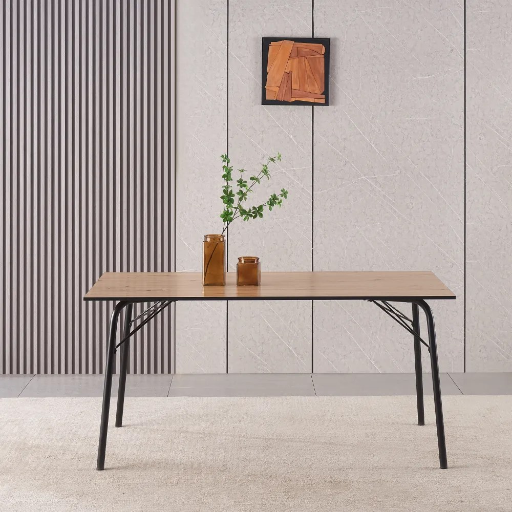 Jídelní stůl, dub artisan/černá, 160x80x75 cm, NALAK TYP 3