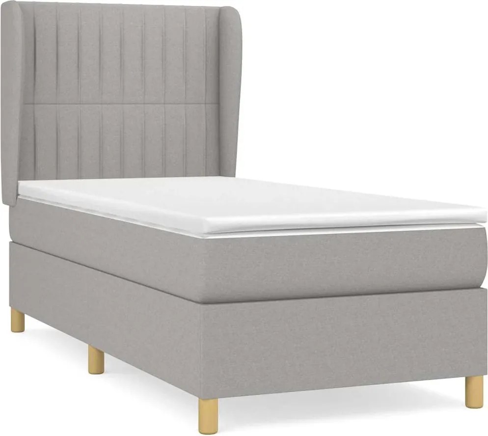 Box spring postel s matrací světle šedá 80 x 200 cm textil 3128637