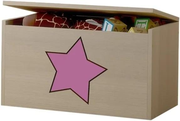 Box na hračky, truhla s růžovou hvězdičkou ke kolekci Žirafka