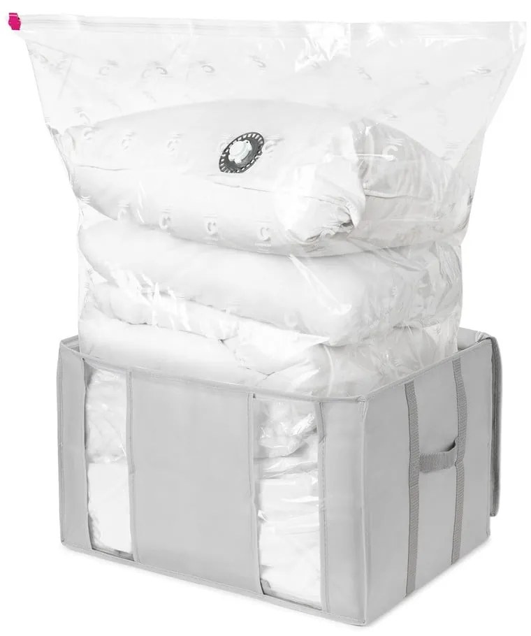 Vakuový vyztužený látkový úložný box na oblečení 56x42x33 cm Granit – Compactor
