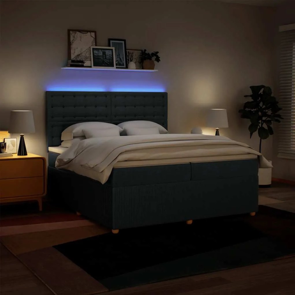 Box spring postel s matrací modrá 200x200 cm textil 3294483