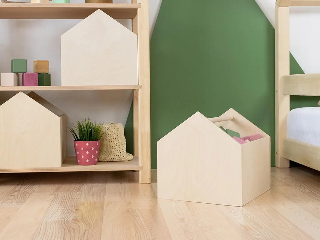 Benlemi Dřevěný úložný box HOUSE ve tvaru domečku Zvolte barvu: Růžová