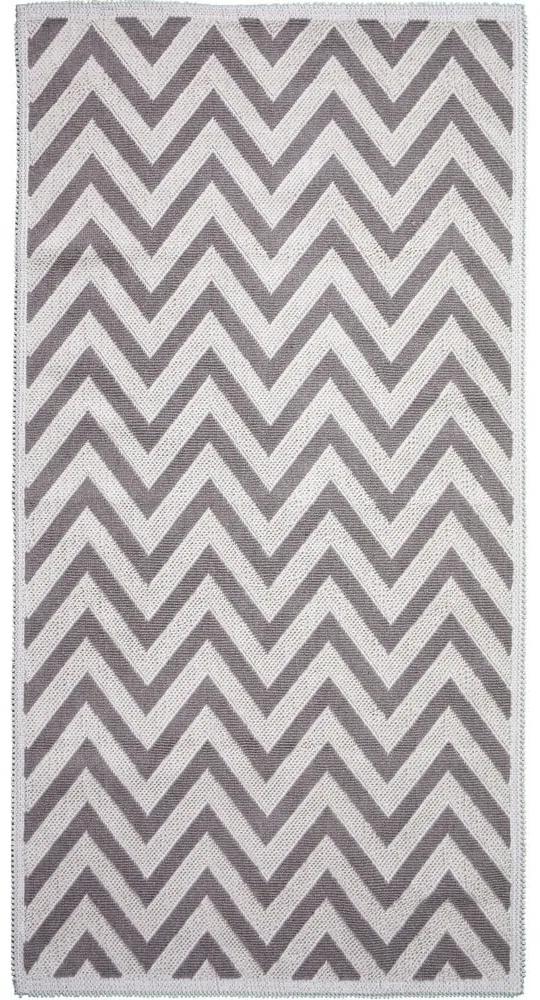 Béžový bavlněný koberec Vitaus Zikzak, 80 x 200 cm