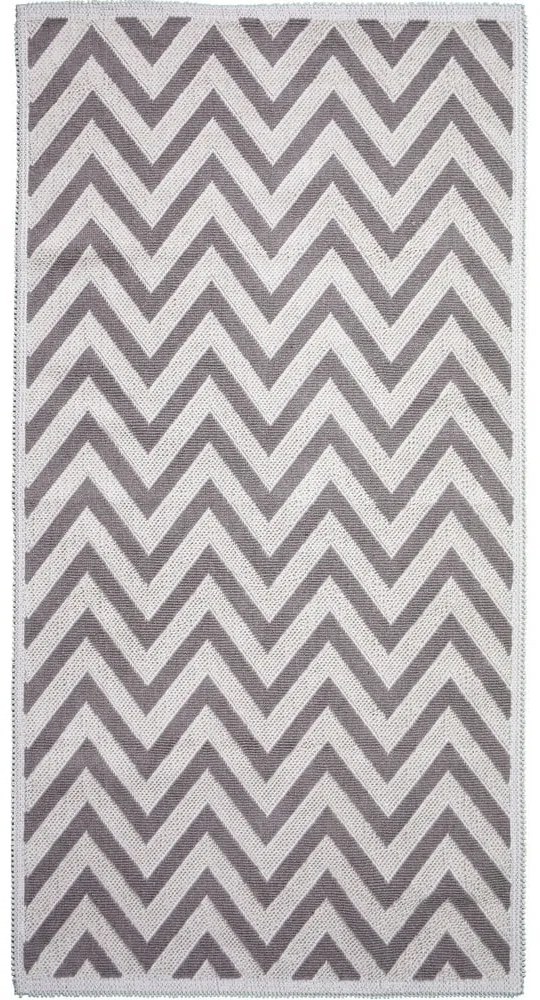 Béžový bavlněný koberec Vitaus Zikzak, 60 x 90 cm