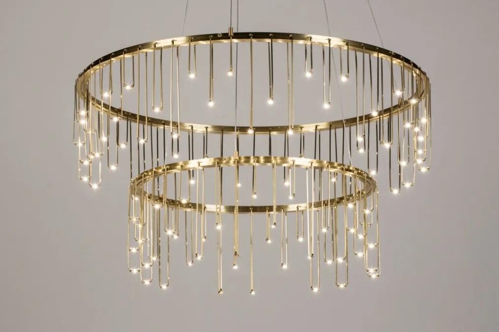 Závěsný LED lustr do obýváku Trinity Gold Platinum 65