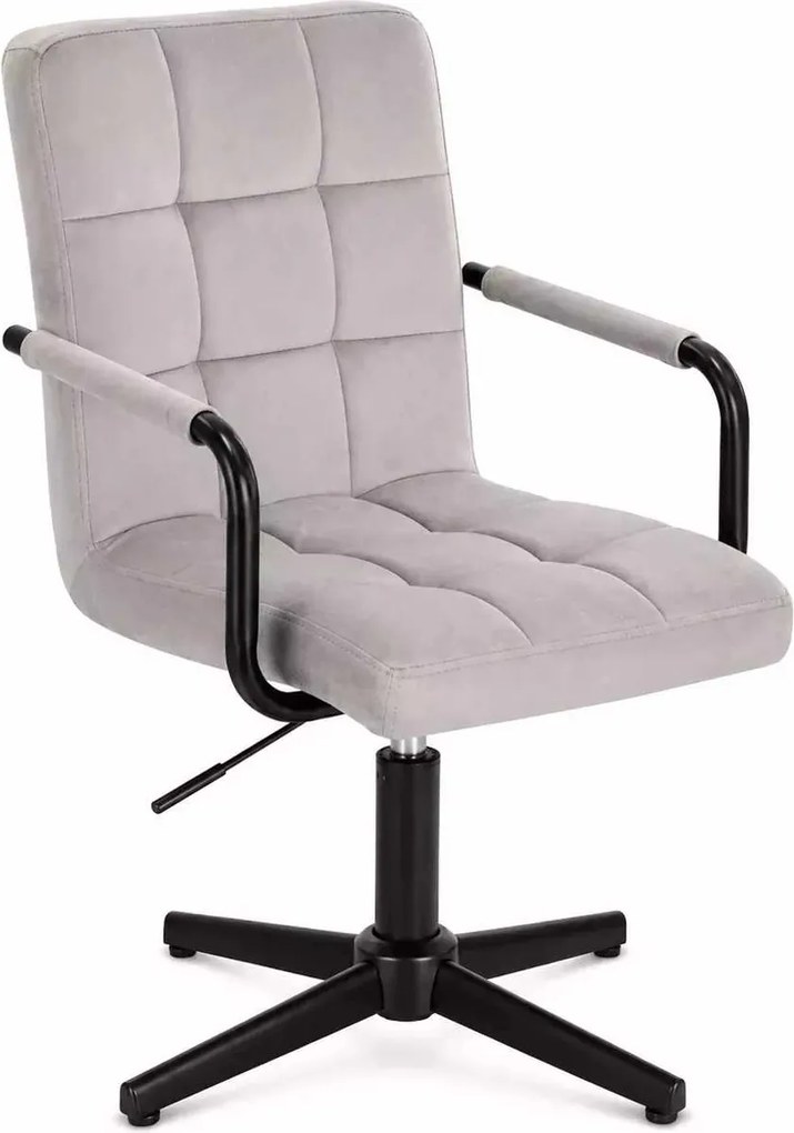 LuxuryForm DESIGN Otočná židle VERONA BLACK VELUR na černém kříži - světle šedá