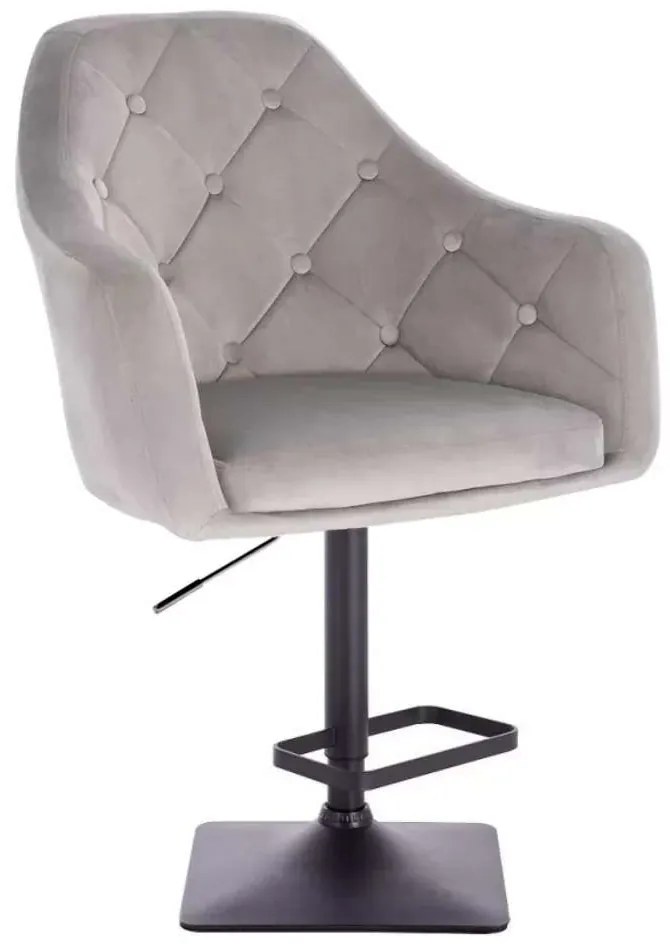 LuxuryForm DESIGN Barová židle ANDORA VELUR na černé hranaté podstavě - světle šedá