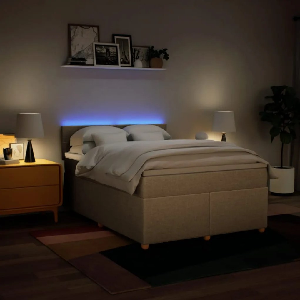 Box spring postel s matrací krémová 140x200 cm textil 3289008
