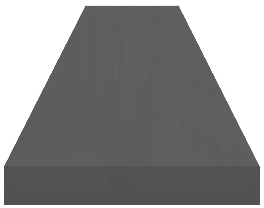 Plovoucí nástěnná police šedá vysoký lesk 120x23,5x3,8 cm MDF