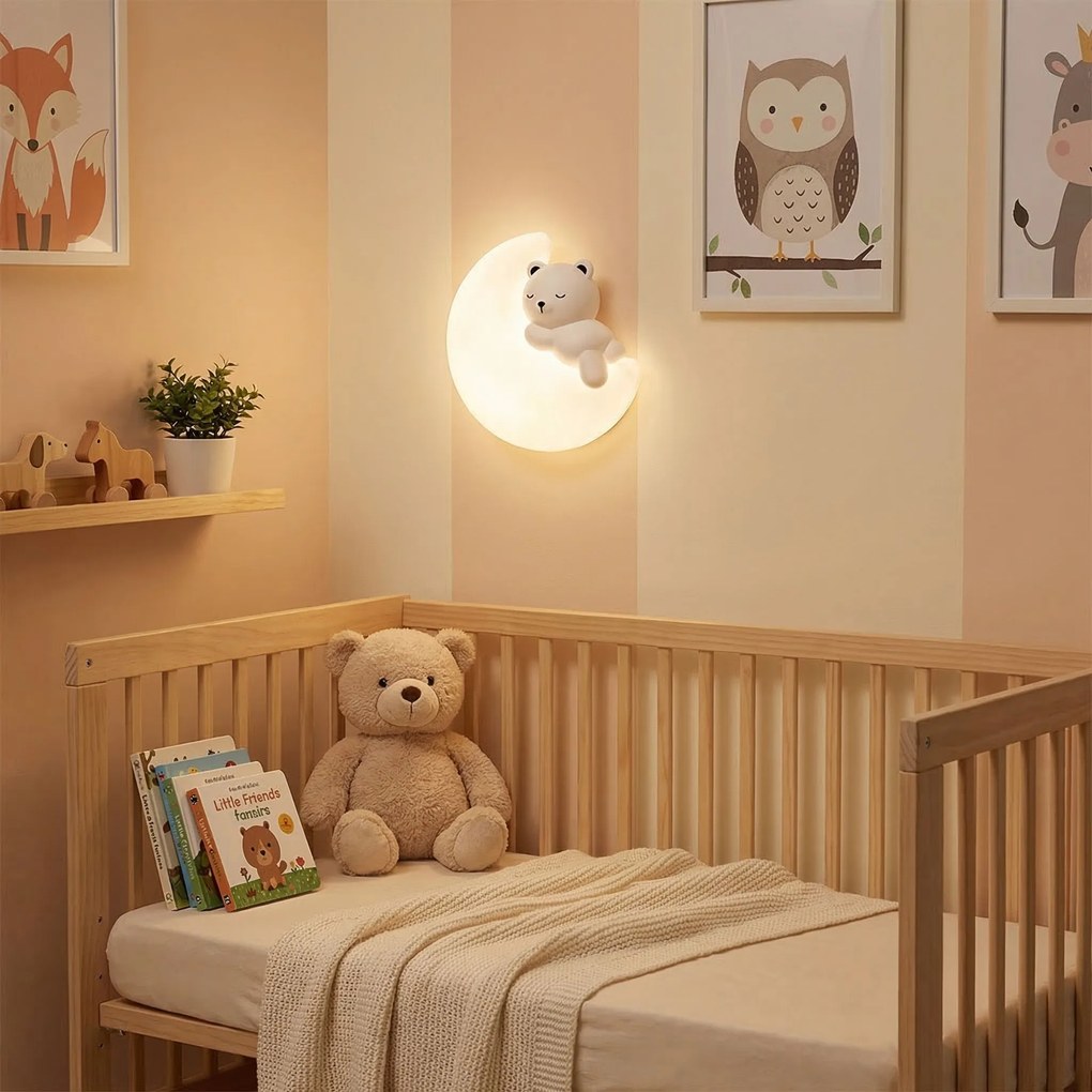 Toolight Rea, LED NÁSTĚNNÉ SVÍTIDLO G180-W MEDVĚD NA MĚSÍCI, OSW-07811