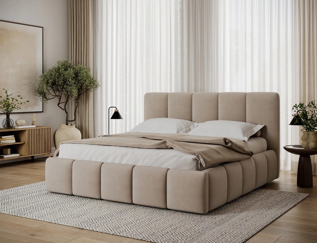 Postel Edvige + Dřevěný rám + plynový výtah + kontejner 180x200