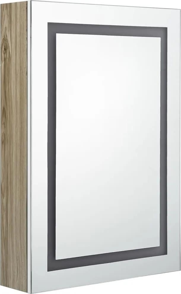 vidaXL LED koupelnová skříňka se zrcadlem 50 x 13 x 70 cm [326493] Barva: bílá a dub