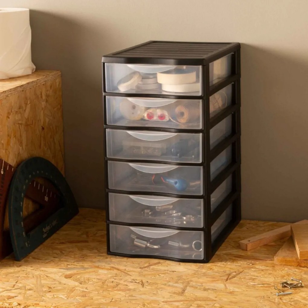 SUNDIS Úložný box s 6 zásuvkami, antracit, OFFICEMIX