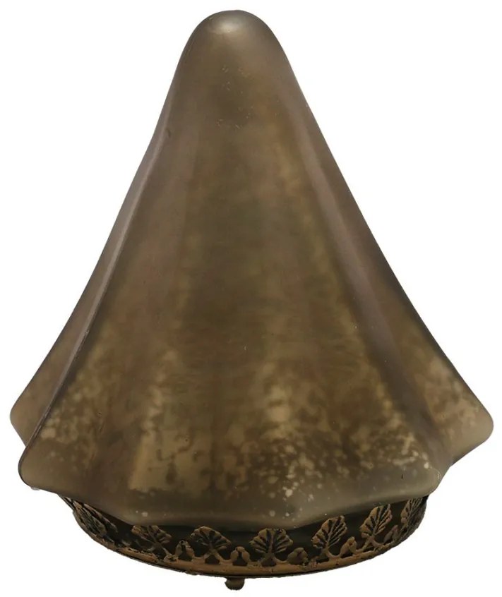 Hnědo-měděný skleněný dekorační svítící stromek LED Tree - Ø 14*16 cm