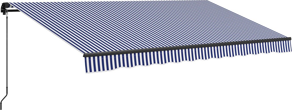 Skládací balkonová markýza Outsunny s ručním kličkou, 400 x 300 cm, UV30+ sluneční markýza s úhlem 45-85°, voděodolná markýza pro balkon, nástěnná úpr
