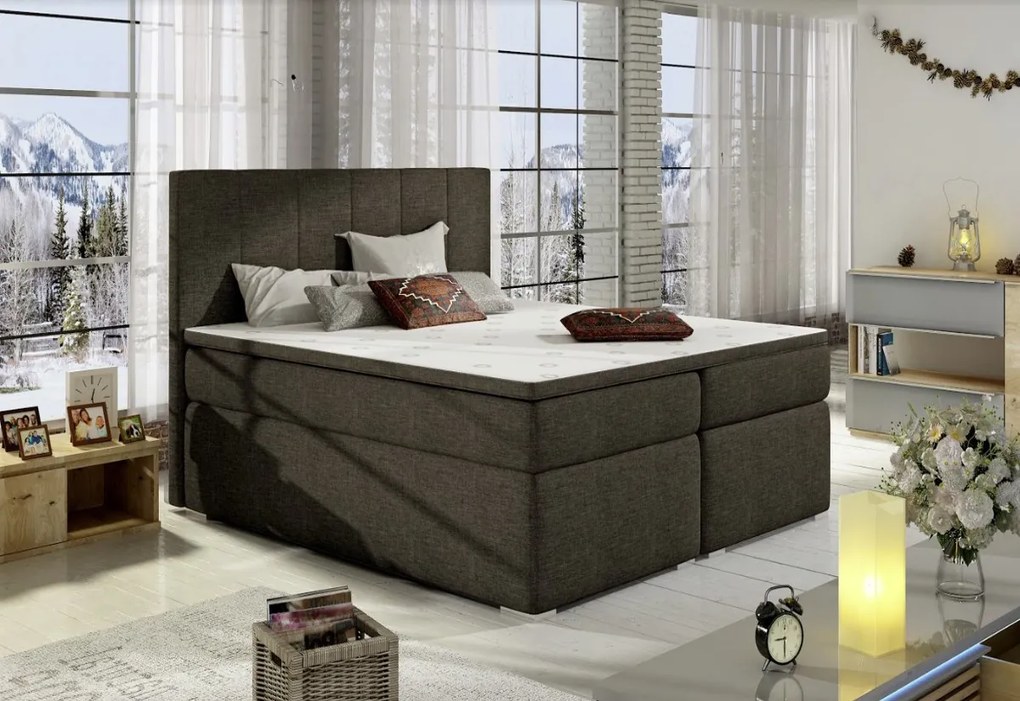 Čalouněná postel boxspring ELBA + topper, 140x200, sawana 26