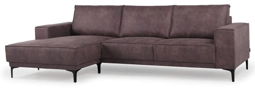 Tmavě hnědá rohová pohovka z imitace kůže (levý roh) Copenhagen – Scandic