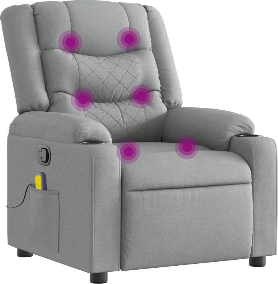 Masážní křeslo s polohovacím mechanismem, světle šedé, látkové 3206835