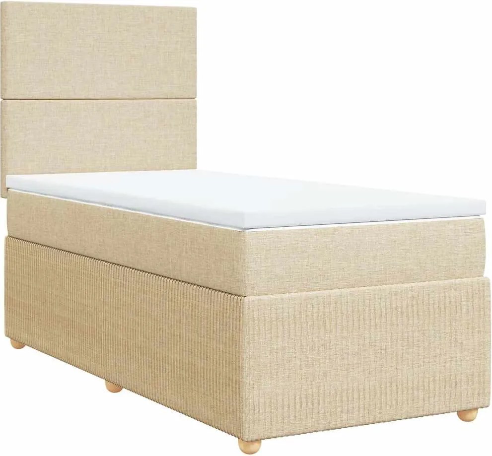 Box spring postel s matrací krémová 90x200 cm textil 3294237