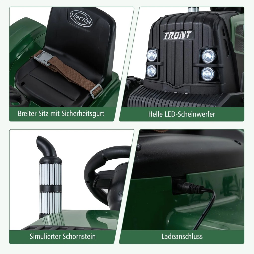 Costway 24 V Dětský elektrický traktor s přívěsem elektrické vozidlo
