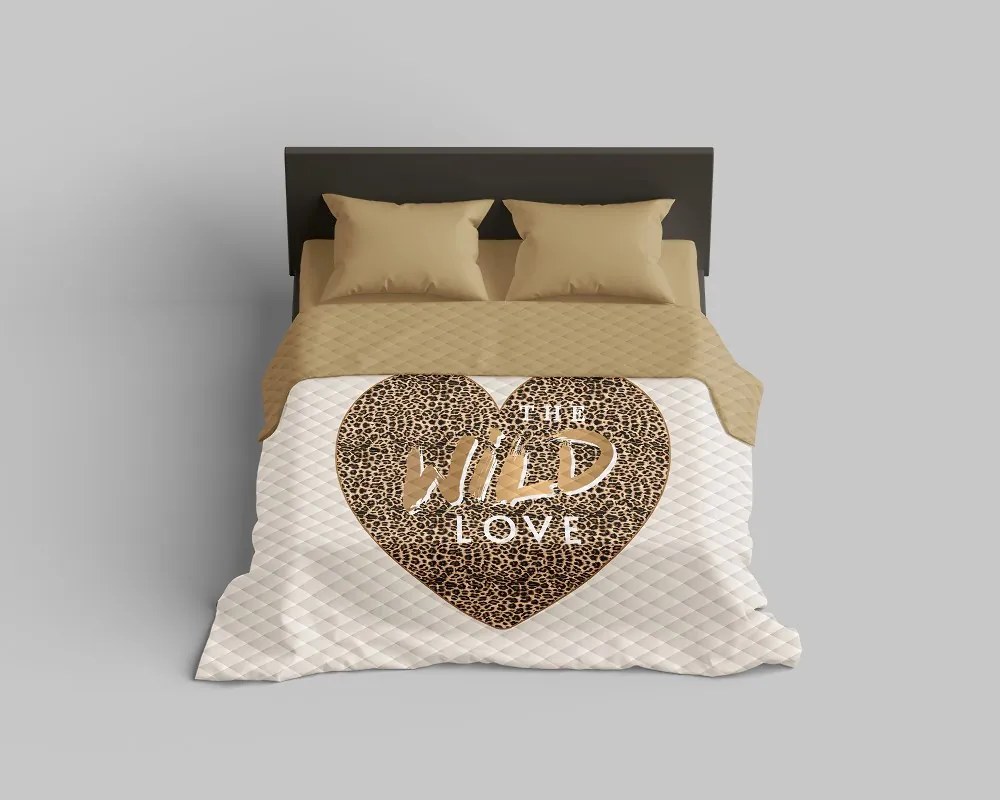 Detexpol Dekorační přehoz na postel 220x240 Wild love heart beige K 109 Holland 14