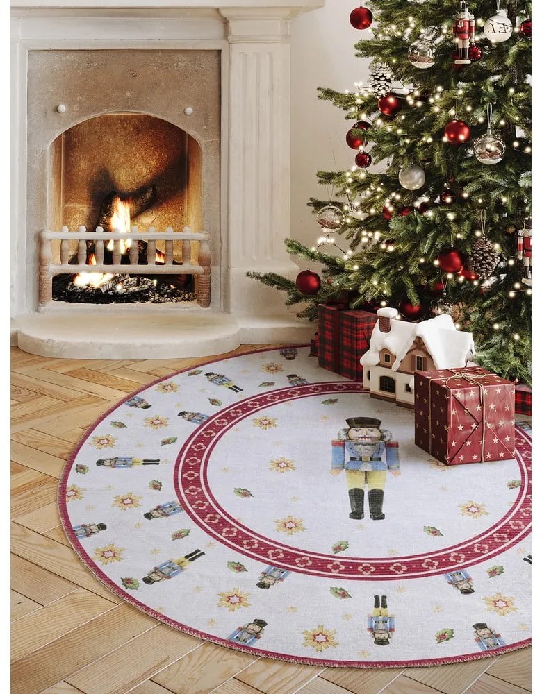 Červený kulatý koberec s vánočním motivem ø 160 cm Toy's Delight Nutcracker – Villeroy&Boch