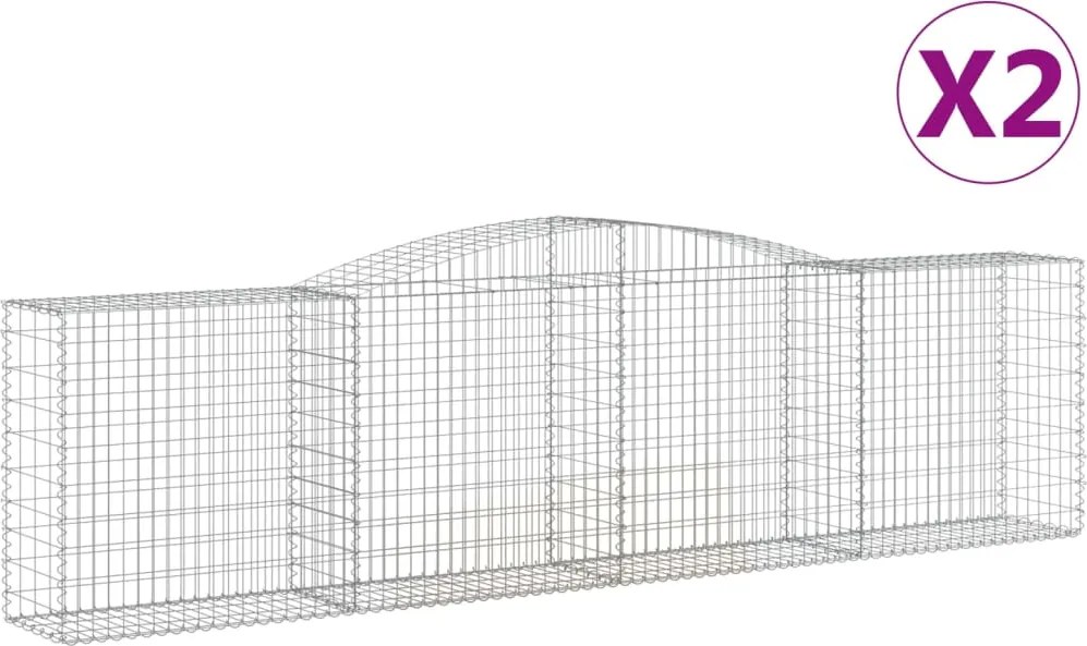 Klenuté gabionové koše 2 ks 400x50x100/120cm pozinkované železo 3146996