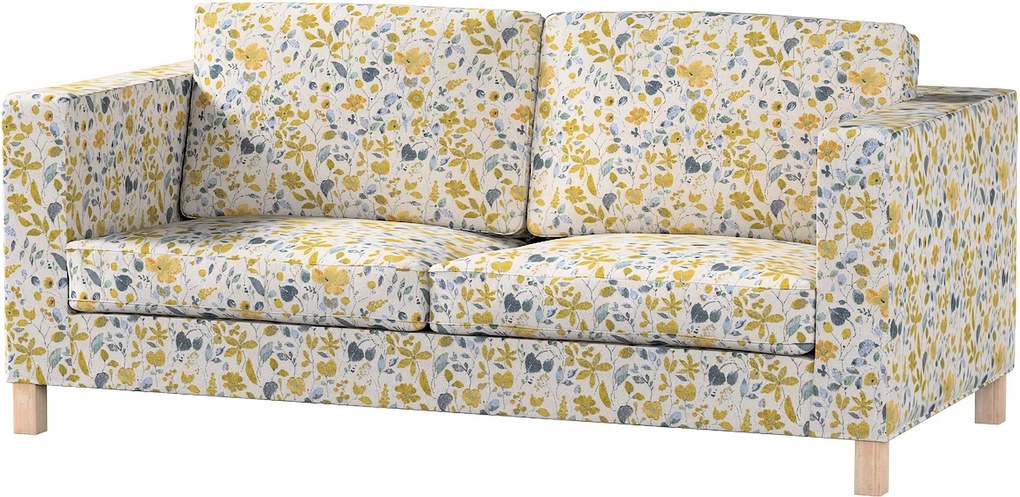 Potah na pohovku IKEA  Karlanda rozkládací, krátký barva žlutá látka pletený vzor, vzorované