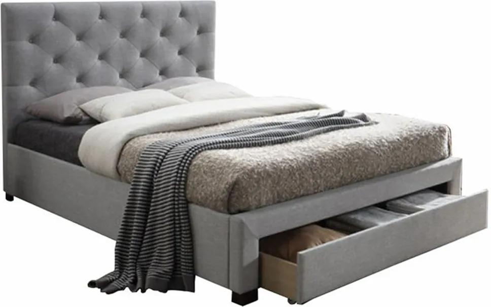 Tempo Kondela, s.r.o. Moderní postel s úložným prostorem, šedá látka, 180x200, SantoIa