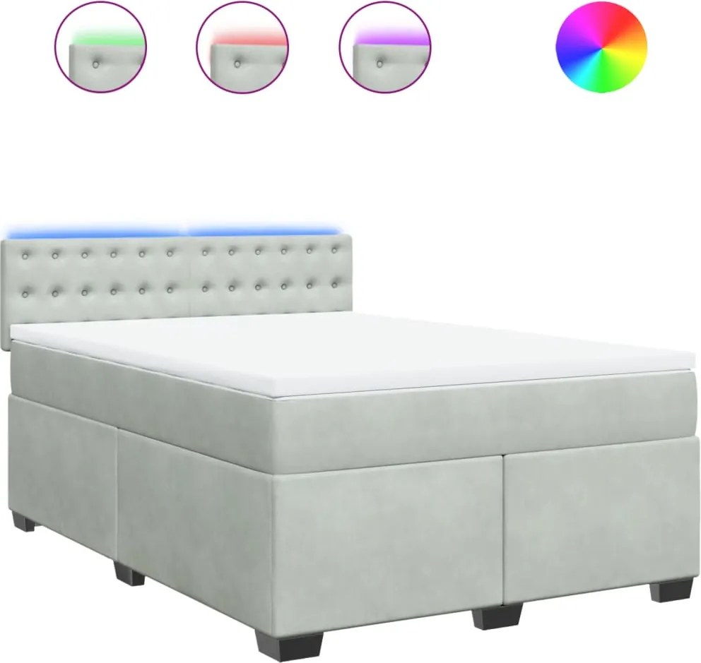 Box spring postel s matrací světle šedá 140x190 cm samet 3288618