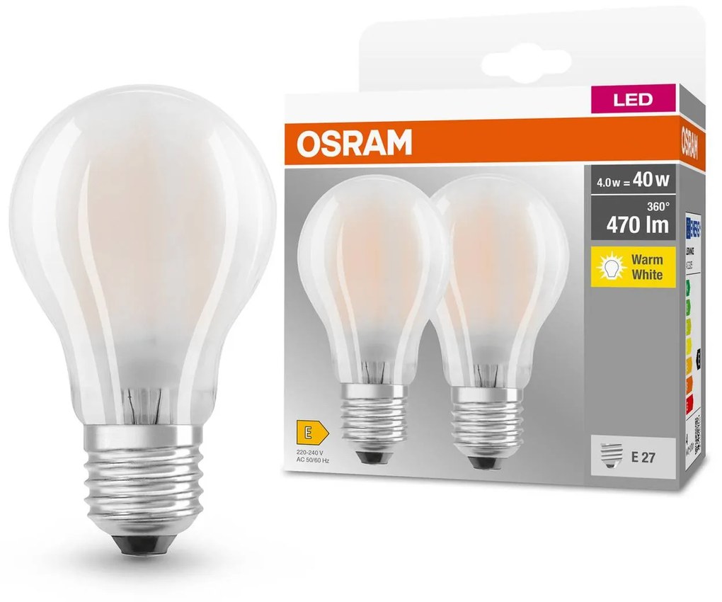 LED žárovka E27 4W 827 Classic A GLFR matná 2 ks