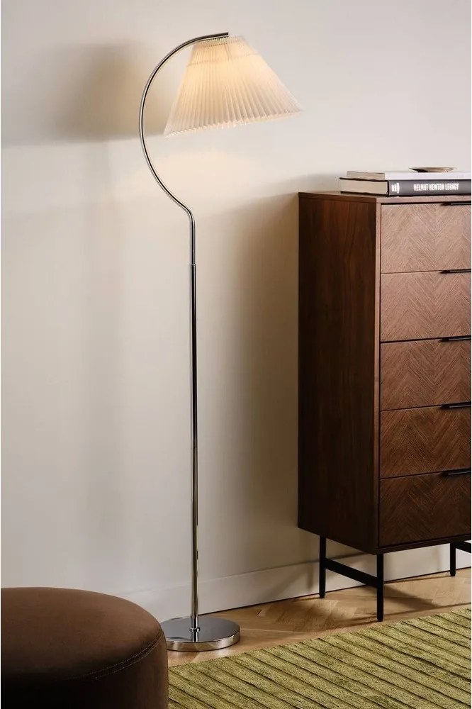 Bílá/v leskle stříbrné barvě látková stojací lampa (výška 165 cm) Celie – Jotex